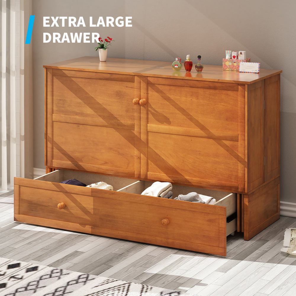 Mjkone Queen Size Murphy Bed Cabinet With Mattress