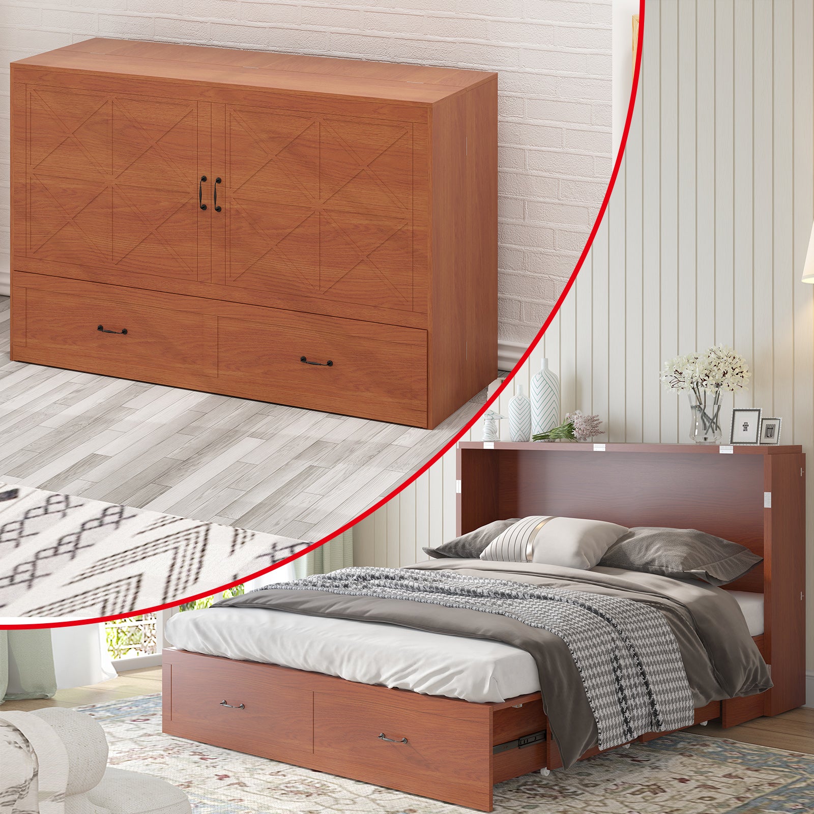 Folding bed in drawers store