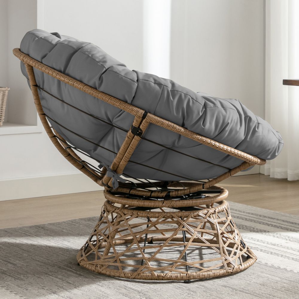 Mjkone Wicker Outdoor Papasan Chair with Cushion