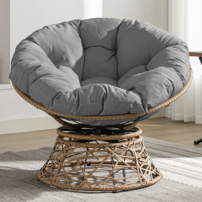 Mjkone Wicker Outdoor Papasan Chair with Cushion