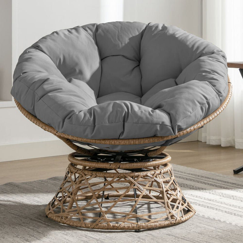 Mjkone Wicker Outdoor Papasan Chair with Cushion