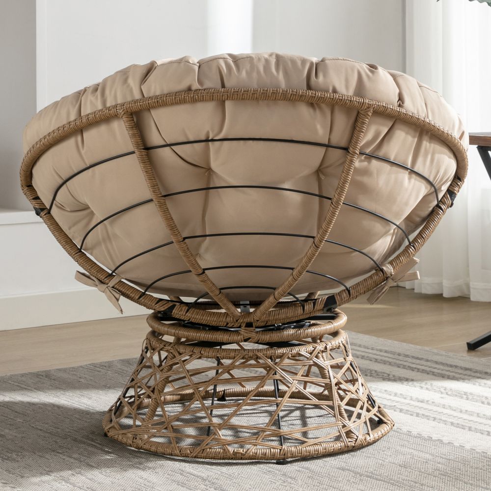 Mjkone Wicker Outdoor Papasan Chair with Cushion