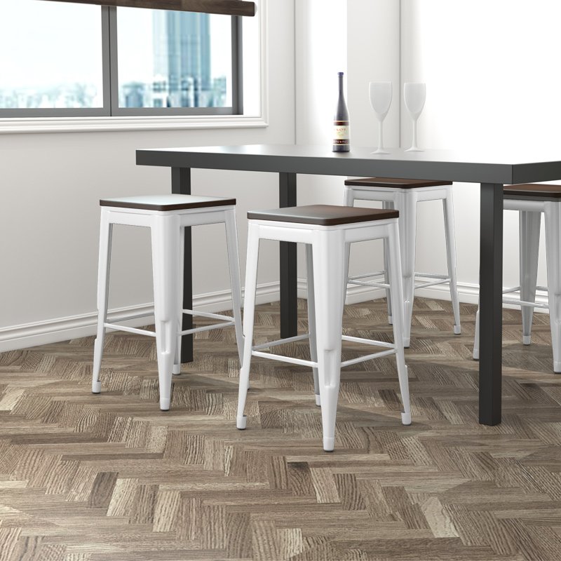 Mjkone Stackable Modern Industrial Metal Barstool Set of 2 / 4