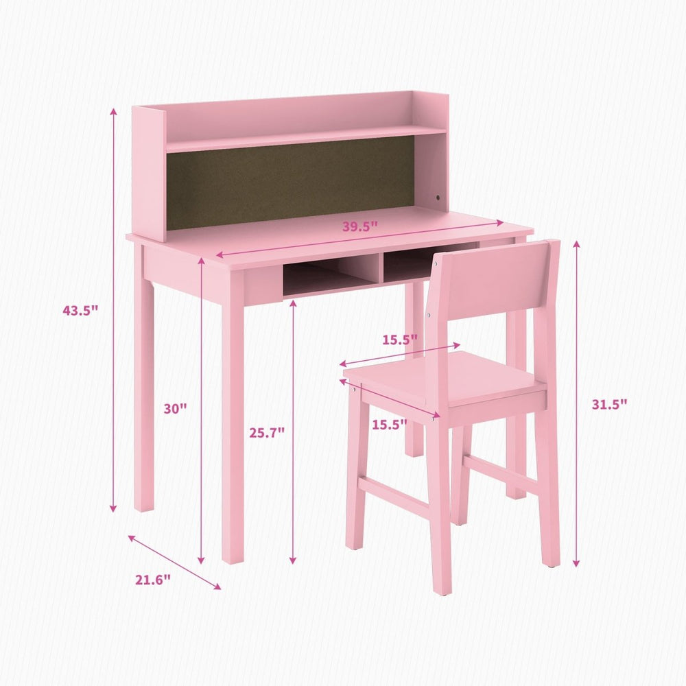 Mjkone Kid's Desk and Chair Set Writing Desk with Hutch