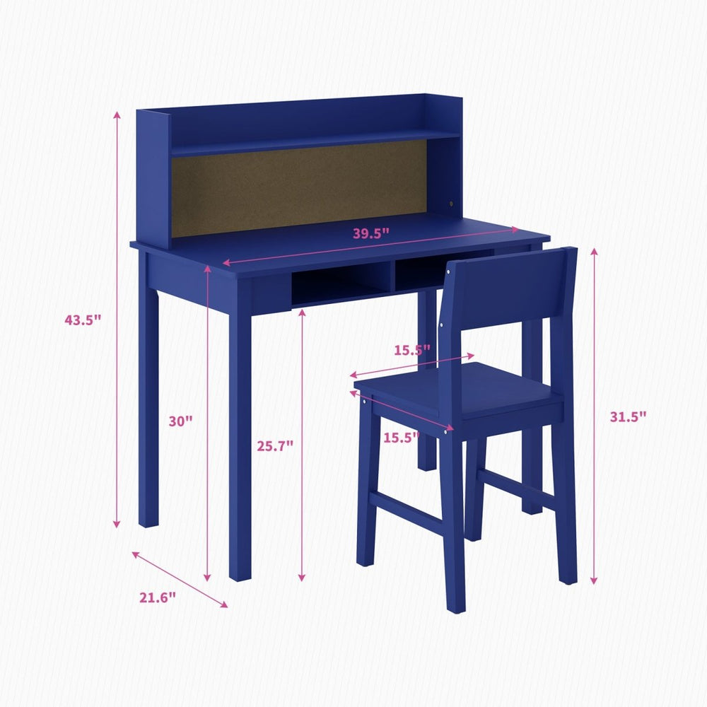 Mjkone Kid's Desk and Chair Set Writing Desk with Hutch